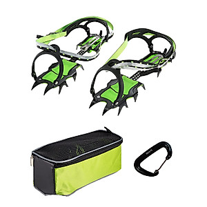 BRS S1B Teeth Ice Crampons Snow Skid Spikes Winter Snow Boots Shoe Cover Clips with a Carabiner for Outdoor Snow Hiking and Climbing (2.5)