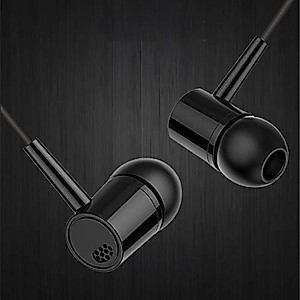MOHALIKO Earbuds, Earbud Headphones with Microphone, D21 Universal 3.5mm Dual Speakers Heavy Bass Dynamic in-Ear Sport Wired Earphone for Various Mobile Phones, Christmas Black