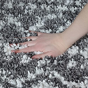 SUPERIOR Indoor Shag Area Rug Perfect for Bedroom, Kitchen, Laundry Room, Entryway, Office, Playroom, Plush Fuzzy Carpet Cover, Contemporary Modern Boho Geometric, 8' x 10', Cream-Black