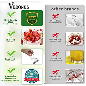 VERONES Mason Jars 8 OZ, 8 OZ Canning Jars Jelly Jars With Regular Lids, Ideal for Jam, Honey, Wedding Favors, Shower Favors