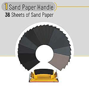 Bates- Sand Paper with Handle, 36 Pack, Sand Paper Set, Sandpaper, Sandpaper Assortment, Sand Paper Variety, Sanding Block, Sandpaper Block, Sandpaper for Wood, Automotive Sandpaper, Sand Block