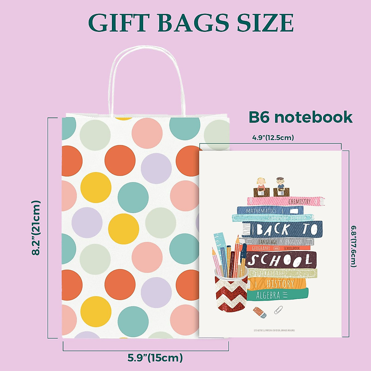 MESHA Gift Bags 15 Pcs 5.9X3.1X8.2 Paper Bags with Handles bulk,Party Favor Bags Birthday Wedding Mother's Day gift bags Small Paper Shopping Bags,Colorful Retail bags,Recyclable Bags (polka dot)