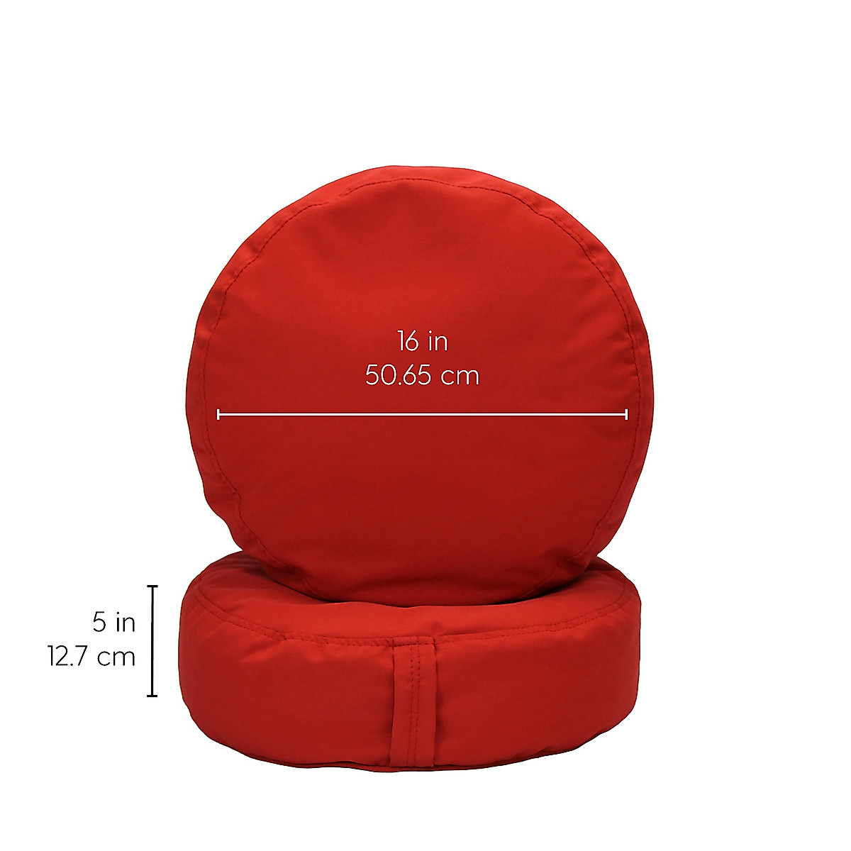 Factory Direct Partners 13925-RD 16" Round Olefin Bean Floor Cushions with Handles; Indoor Outdoor Flexible Seating 5" Height (2-Piece) - Red