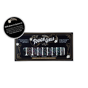 TOUGH GIRLS | Nail Polish Strips | 20 Stylish Strips | Brighter, Thicker, Tougher | Includes Cuticle Stick, Nail File, & Nail Wipes (Black & Sparkles)