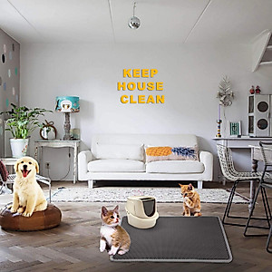 Cat Litter Mat Grey Trapping for Litter Box, XL Jumbo 30 x 24 in, Urine & Waterproof, Honeycomb Double Layer Anti Tracking Kitty Mats, No Phthalate, Washable Easy Clean, Scatter Control