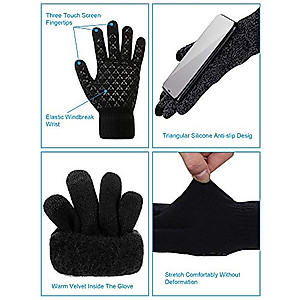 SATINIOR 6 Pieces Ear Warmer Headband Warmer Face Mask Fleece Neck Gaiter Touch Screen Winter Knit Gloves for Men and Women