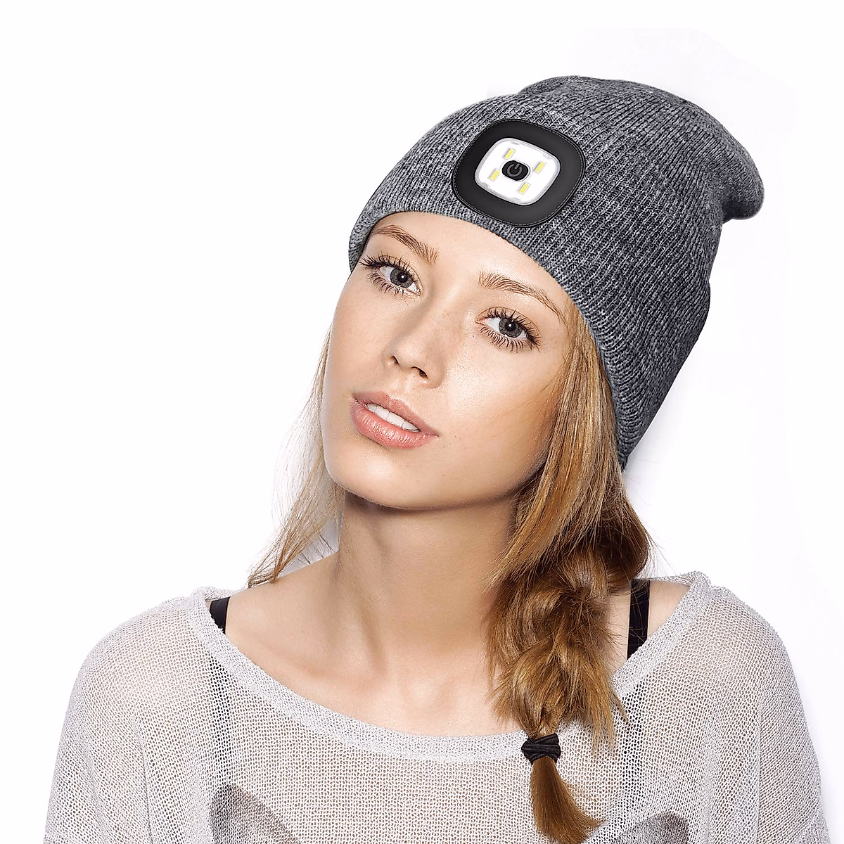 PRAVETTE Unisex Beanie with Light Gifts for Men Dad Father Husband USB Rechargeable Hands Free LED Headlamp Cap Mens Gifts