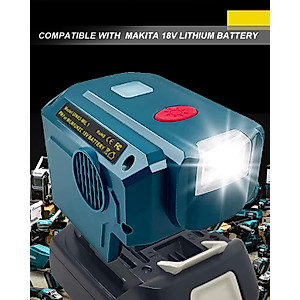 200W Power Inverter Generator Fit for Makita 18V Lithium Battery, DC 18V to AC 110V-120V Portable Power Station with Dual USB Outlet and AC Outlet and 200LM LED Light Battery Inverter