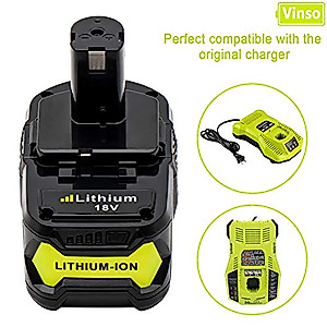 KINGTIANLE 2packs 6.0Ah 18V Replacement Battery for Ryobi 18V Lithium Battery P102 P103 P105 P107 P108 P109 Ryobi ONE+ Cordless Tool Battery