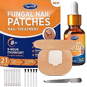 Toenail Fungus Treatment Extra Strength - Nail Fungus Treatment For Toenail, Toe Nail Fungus Treatment Extra Strength, Nighttime Fungal Nail Patches & Fungus Nail Treatment Liquid Set (21patches+15ml)