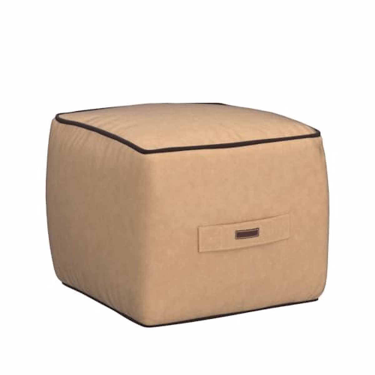 English Home Ottoman Pouffe, Comfortable Cube Foot Stool, Soft Velvet Bean Bag, Home Decor Footstool Extra Seating for Living Room, Bedroom, Casha, 17.7x17.7 inch (45x45 cm), Beige