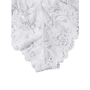 WDIRARA Women' Silk Satin Pajamas Set 4pcs Lingerie Floral Lace Cami Sleepwear with Robe Snow White XS