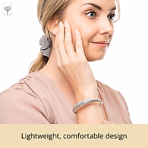 MAX + STONE Lightweight 925 Sterling Silver Bracelet for Women | 7 Inch Floral Bangle with Hinged Clasp | Anti-tarnishing Sterling Silver Bangle Bracelet for Women | Silver Bangles for Women