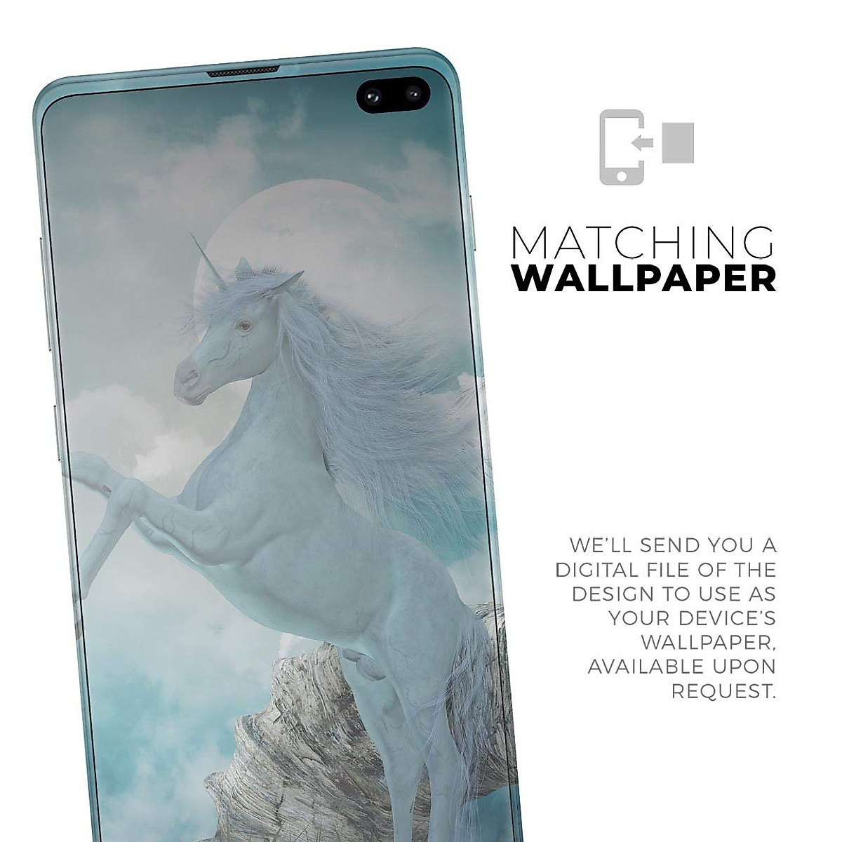 DesignSkinz Majestic White Stallion Unicorn Protective Vinyl Decal Wrap Skin Cover Compatible with The Samsung Galaxy S20 (Screen Trim & Back Glass Skin)