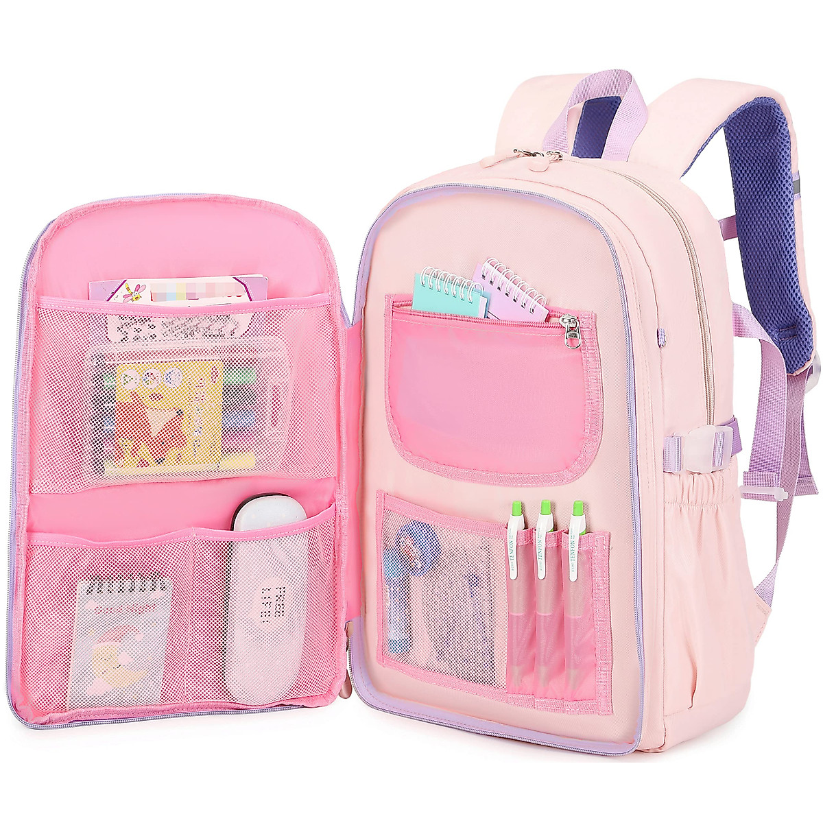 Gazigo Girls Backpack Elementary School, Bunny Backpack for girls Cute Kids Laptop Bag Kindergarten Preschool Bookbag Mochila Para 5.6.7.8.9.10 Niñas(Only Backpack Pink)