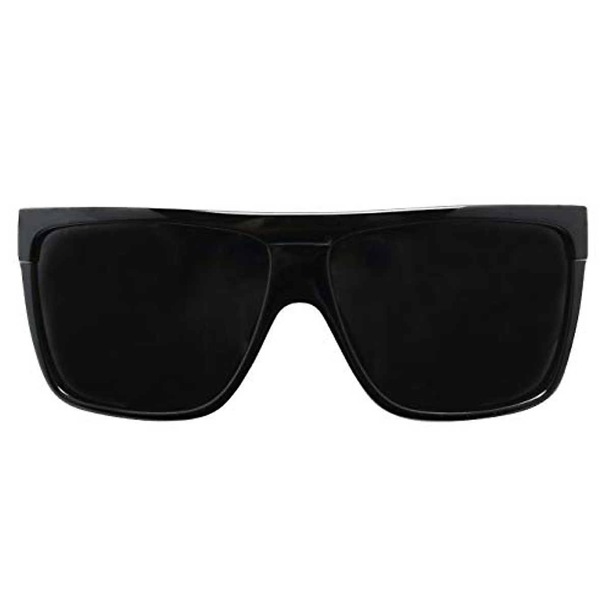 ShadyVEU Super Dark Round Sunglasses UV400 Casual Blacked Out 80's Retro Shades (Glossy Black Flat Top Frame, Dark Black)