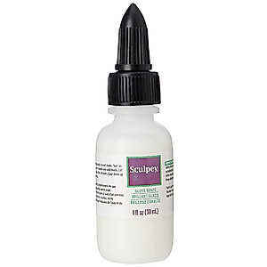 Sculpey® Gloss Glaze, Non Toxic, 1 fl oz. bottle with precise flow twist cap. Will add a glossy finish to your baked polymer oven-bake clay creations!