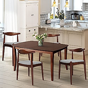 Koreyosh Mid-Century Side Modern Dining Chairs with Faux Leather Seat & Curved Backrest Low-Back Chair with Walnut Finish Dining Chairs in Light Grey/Walnut, Set of 4