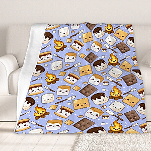 Shishiimo Blue Smore Cookie Blanket-Smore Gift for Kids Men Women-Soft Flannel Lightweight Blanket for Sofa Bed Birthday Festival Camping Outdoors 30"x40" for Baby/Pets