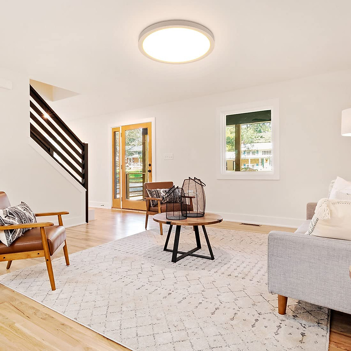 DAKASON LED Flush Mount Ceiling Light 12 Inch, 24W Dimmable Round Ceiling Lamp 2700-5000K 5 Color Tem. Selectable, Overhead Ceiling Light for Bedroom, Living Room, Kitchen, Hallway