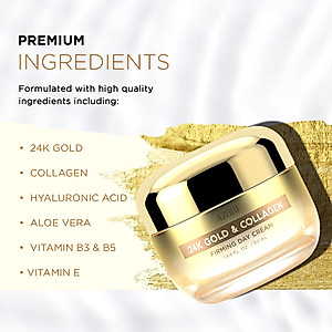 Azure Cosmetics Dermatologist Tested 24K Gold & Collagen Face Moisturizer - K Beauty Anti-Aging Face Cream for Firming & Skin Tightening - Korean Skincare - All Skin Type 1.69 fl oz