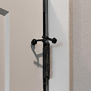 Hinge Pin Door Stop Wall Protector with Rubber Tip, Design House Matte Black Adjustable Door Stoppers, 5-Pack, 189050