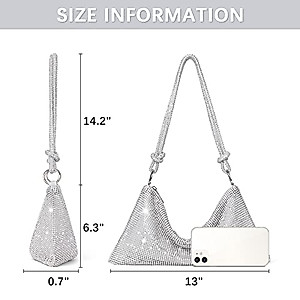 BOSTANTEN Rhinestone Purse Sparkly Bag Silver Diamond Purses for Women Upgrade Evening Prom Rhinestone Handbag Hobo Bag