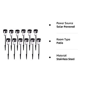 Dream Master Solar Lights Outdoor, Stainless Steel LED Landscape Lighting Solar Powered Outdoor Lights Solar Garden Lights for Pathway, Walkway, Patio, Yard, Lawn - 12 Pack