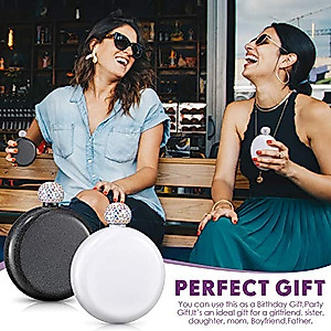 2 Pieces Cute Liquor Flask for Women Stainless Steel Flask Crystal Liquor Glitter Whiskey Flasks 5 oz Cute Liquor Flask with Crystal Lid, Funnel and Glitter Coating for Women Present (Black and White)