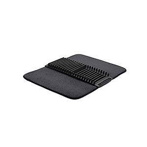 Umbra UDRY, 24 x 18 inches Rack and Microfiber Dish Drying Mat-Space-Saving Lightweight Design Folds Up for Easy Storage, Black