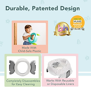 Kalencom Potette Plus 2-in-1 Travel Potty and Trainer Seat - Dual-Purpose Potty Training Toilet Seat - Portable Potty for Toddler Travel - With Durable, Lock-In Legs and Splash Guard - Red
