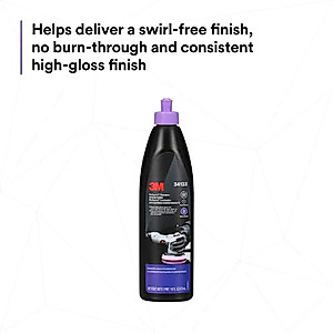3M Perfect-It Random Orbital Polish, 34133, 1 Pint, Fast Cutting Polisher for Automotive Buffing & Polishing, High-Gloss Finish