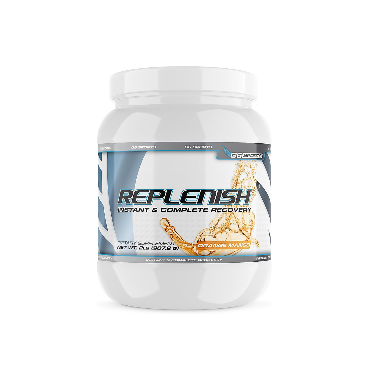 G6 Sports Nutrition Replenish Instant & Complete Recovery (Post Workout Formula, 11g of BCAAs & EAAs, 20g Whey Protein, 1000mg Creatine MagnaPower, Zero Refined Sugars) – 2lb Jar – Orange Mango