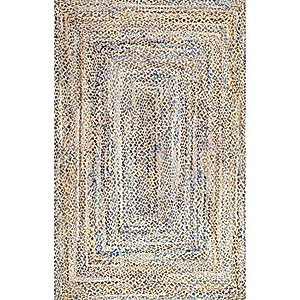 nuLOOM Eliz Braided Denim and Jute Area Rug, 4x6, Blue