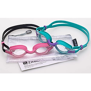 ZABERT 2 Pack Girls Swim Goggles, Swimming Goggles for Girl Kids Toddler Youth Junior Children Child Age 3 4 5 6 7 8 9 10 11 12 Years Anti Fog Teal Purple Black Pink