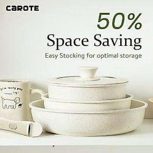 CAROTE Removable Handle, Handle for Detachable Removable Cookware,Universal Pot Handle,Suitable for All Cookware, Cream White