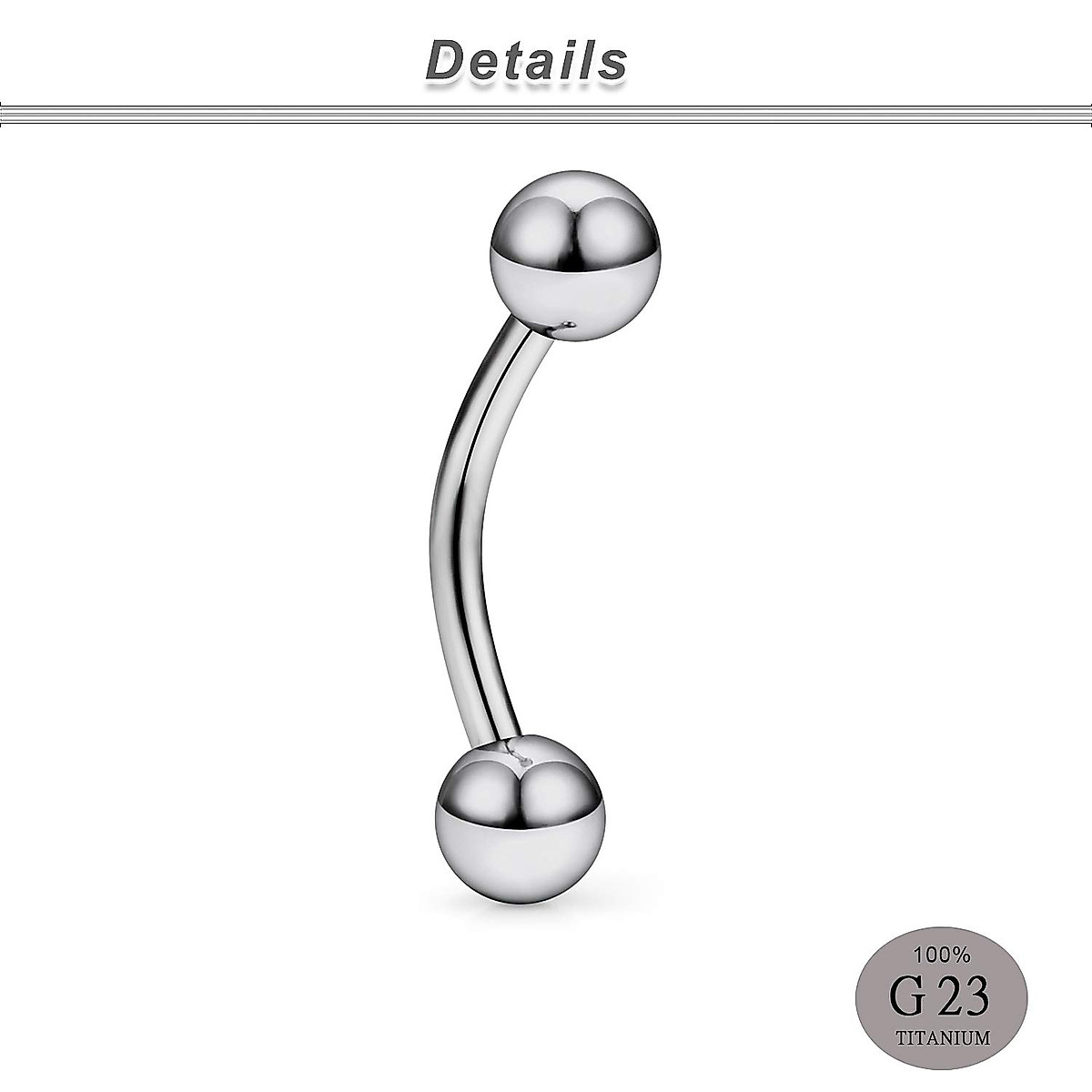 Ocptiy 14G G23 Titanium Eyebrow Ring Daith Rook Ear Earring Piercing Jewelry Belly Navel Button Ring Snake Forg Eye Tongue Vertical Labret Lip Curved Barbell Piercing Jewelry Women Men 6mm 8mm 10mm