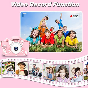 Goopow Kids Camera Toys for 3-8 Year Old Girls Boys,Children Digital Video Camcorder Camera with Cartoon Soft Cover, Best Chritmas Birthday Festival Gift for Kids - 32G SD Card Included