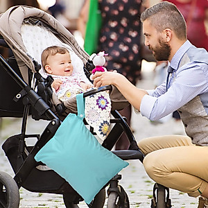 eaxin 2pcs Cloth Diaper Wet Dry Bags Waterproof Reusable with Two Zippered Pockets Stroller Travel Beach Pool Daycare Soiled Baby Items Yoga Gym Bag for Swimsuits or Wet Clothes-11 x 14"