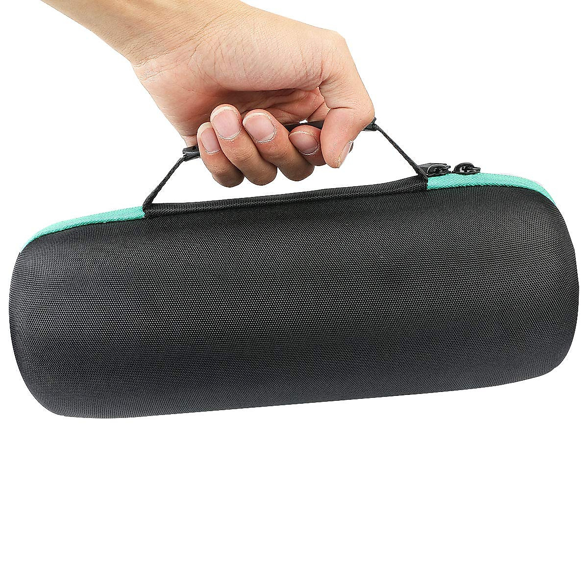 co2CREA Hard Travel Case Replacement for Replacement for JBL Charge 4 /Replacement for JBL Charge 5 Waterproof Bluetooth Speaker (Black Case + Teal Zipper)