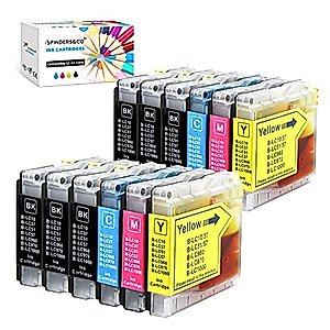 F FINDERS&CO LC51 Ink Cartridges Replacement for LC-51 Series Ink Work with Brother DCP-130C DCP-330C DCP-350C MFC-240C MFC-440CN MFC-685CW MFC-465CN MFC-665CW Printer (6BK 2C 2M 2Y, 12-Pack)