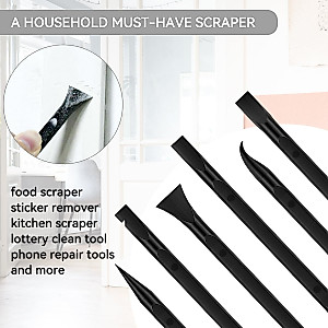 9 Pieces Plastic Scraper Tool for Tight Spaces, Non-Scratch Kitchen Scraper Cleaning Pen, Perfect for Remove Stickers, Labels, Oil Stains, Food, Dirt (Black)