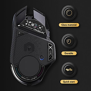 YIMAGUJRX Mouse Feet Glass Mouse Skates,Fastest and Smoothest Mouse Feet/Skates,Fast Start,Precise Positioning,Glass Mouse Feet Pads for Logitech G 502 Lightspeed Wireless (Black Print)