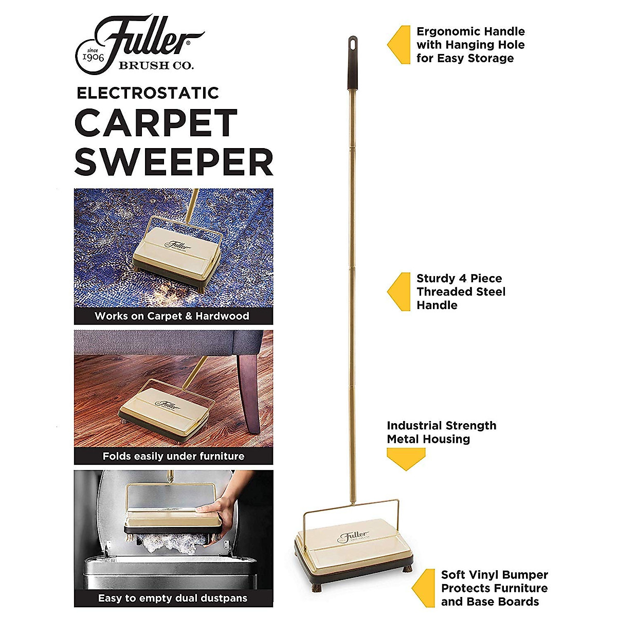 Fuller Brush Carpet Sweeper - Gold