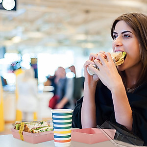Lainrrew Festive Pink Mini Cupcake Box, 50 Pcs, 4.5 Inch, Clear Plastic, Mooncake Box, Muffin Holder, Wedding/Birthday Dessert Containers