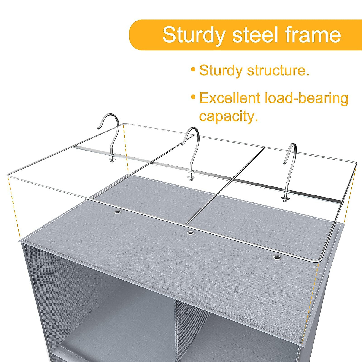 coastal rose Hanging Shoe Closet Storage Organizer, 15 Sections Closet Organizers and Storage Shelves Shoe Rack Holder Hanger, Grey