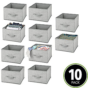 mDesign Fabric Bin for Cube Organizer - Foldable Cloth Storage Cube - Collapsible Closet Storage Organizer - Folding Storage Bin for Clothes and More - Lido Collection - 10 Pack - Gray