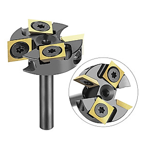 SpeTool Carbide Insert Surfacing Router Bit Spoilboard Planing 1-1/4 inch Cutting Diamter Slab Flattening for Woodworking with ATS Coating