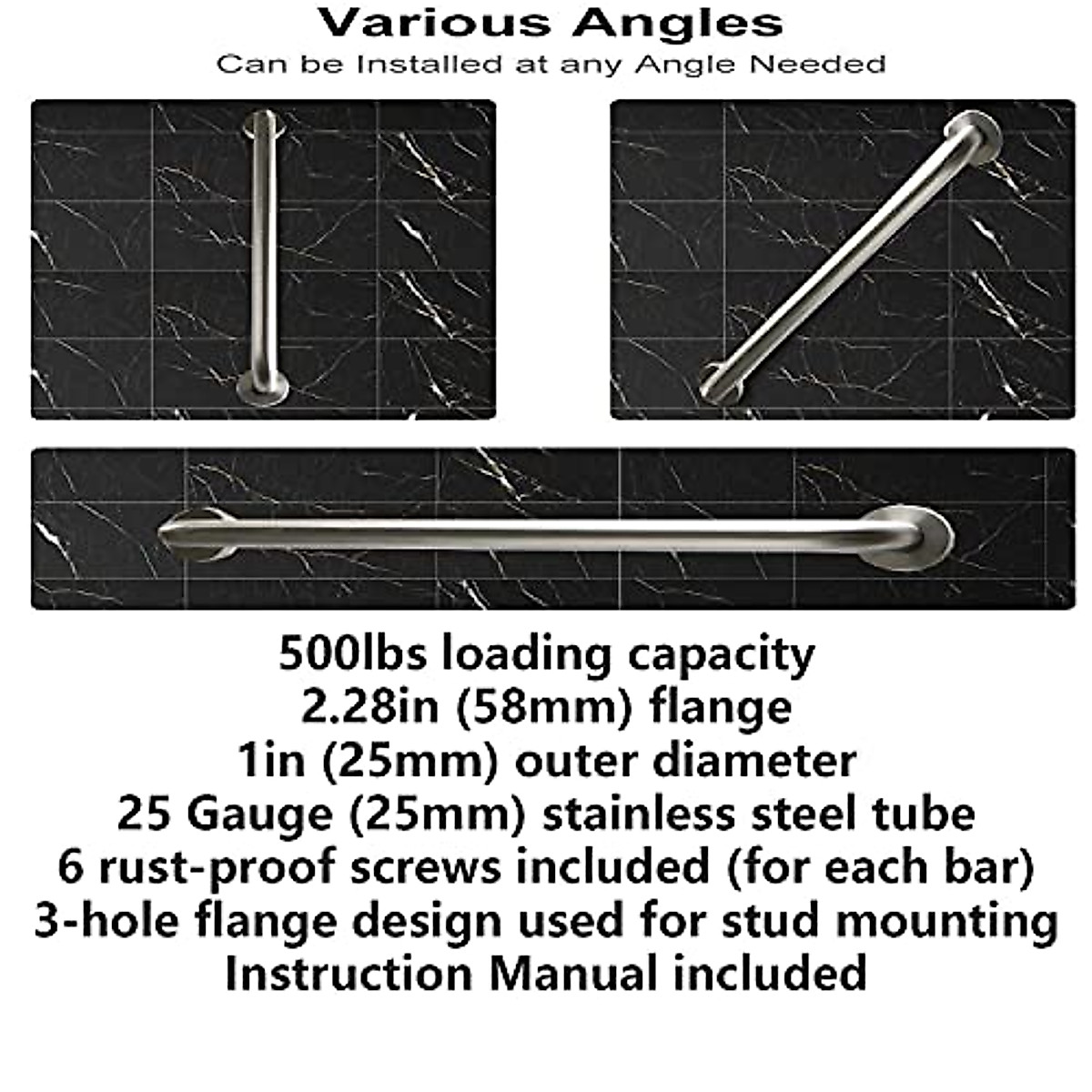 2 Pack 12 Inch Shower Grab Bar, iMomwee Satin Brushed Nickel Stainless Steel Bathroom Grab Bar Handle,Shower Balance Bar, Safety Hand Rail Support, Handicap Elderly Senior Assist Handle (1" Diameter)