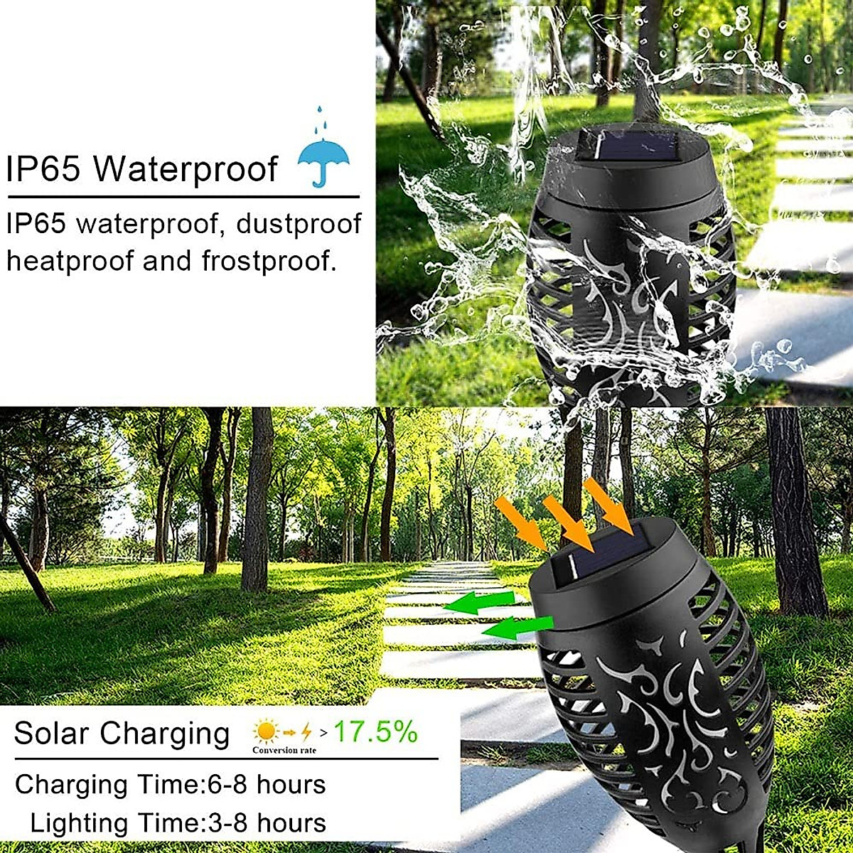 AOGFV Solar Light Outdoor 4 Pack Landscape Path Lights Outdoor Waterproof Decorations Lights with Purple Flickering Flame Outdoor Decor for Garden, Lane, Patio